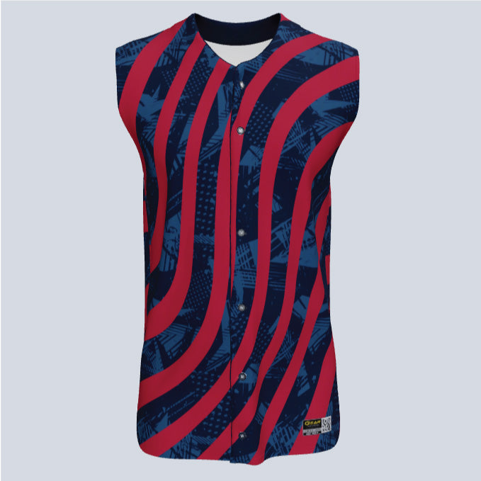 Buy Full Button Baseball America Sleeveless Custom Jersey – Gear Team ...